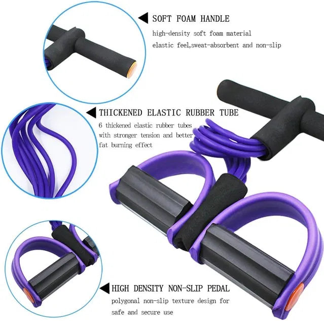 4-Tube Yoga Pedal Pull Reducer Resistance Band, Crossfit Exercise Fitn ...